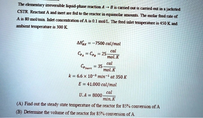 The elementary irreversible liquid-phase reaction A?B is carried out is ...