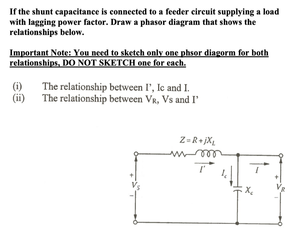 SOLVED: If the shunt capacitance is connected to a feeder circuit supplying a load with lagging ...