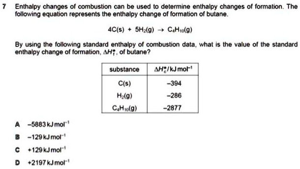 enthalpy changes of combustion can be used t0 determine enthalpy ...