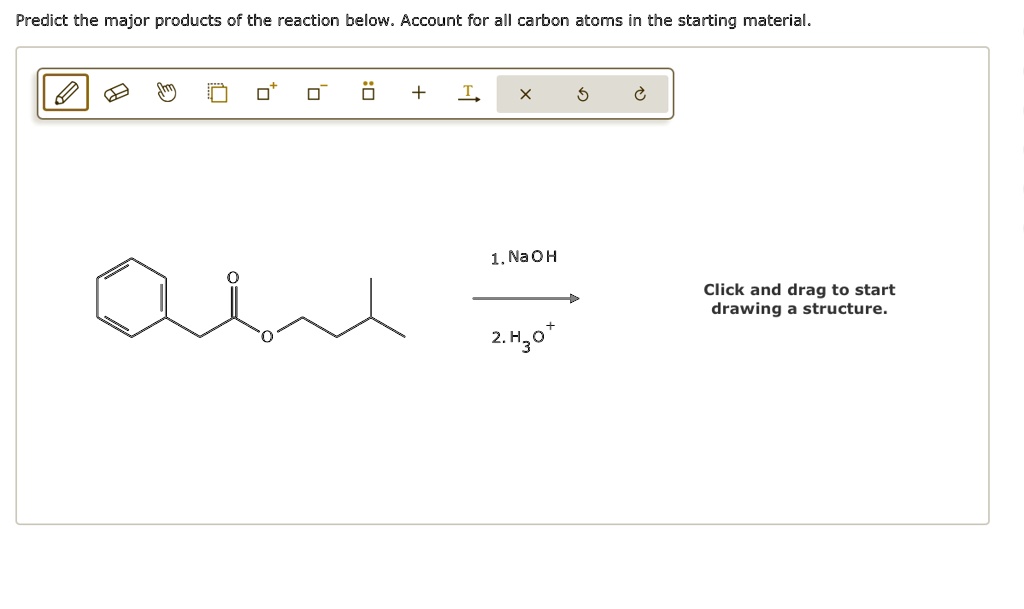predict the major products of the reaction below account for all carbon ...