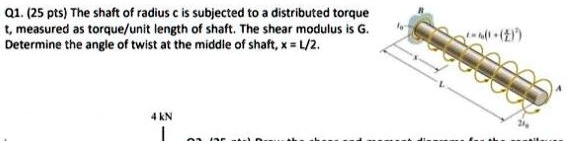Q1. (25 pts) The shaft of radius c is subjected to a distributed torque ...