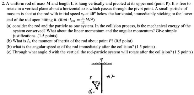 SOLVED: A uniform rod of mass M and length is hung vertically and ...