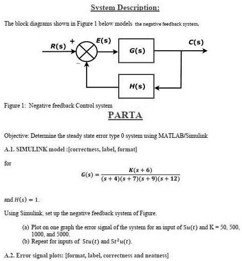 System Description: The block diagrams shown in Figure 1 below models ...