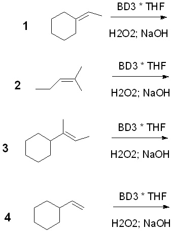 SOLVED: BD3 THF H2O2; NaOH BD3 THF H2O2; NaOH BD3 THF 3 H2O2; NaOH BD3 ...
