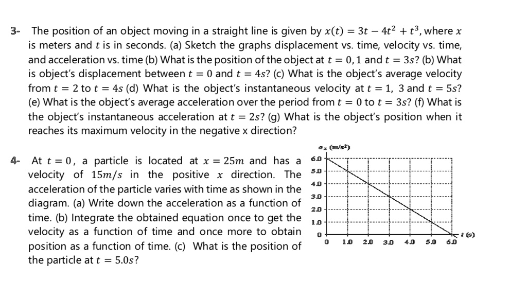 Solved 3 The Position Of An Object Moving In A Straight Line Is Given