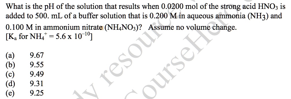 What is the pH of the solution that results when 0.0200 mol of the strong acid HNO3 is added to ...