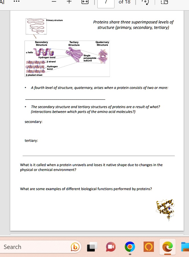 Primary structure Secondary Structure Tertiary Structure of 18 Proteins share three superimposed ...