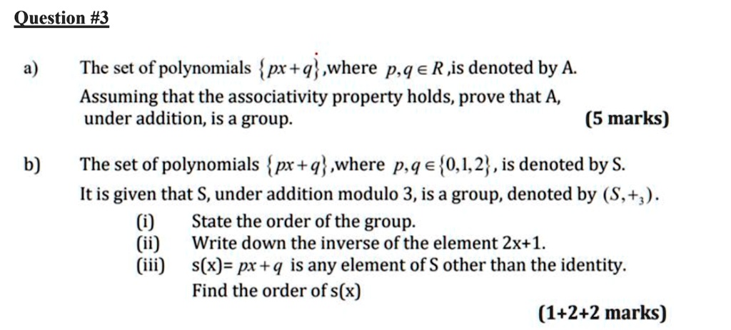 question 3 a the set of polynomials pxqwhere pq in ris denoted by a ...