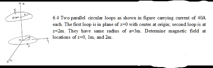 SOLVED: Two parallel circular loops as shown in figure carrying current of 40A each. The first ...