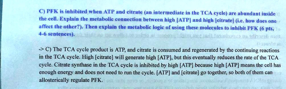 c pfk is inhibited when atp and citrate an intermediate in the tca ...
