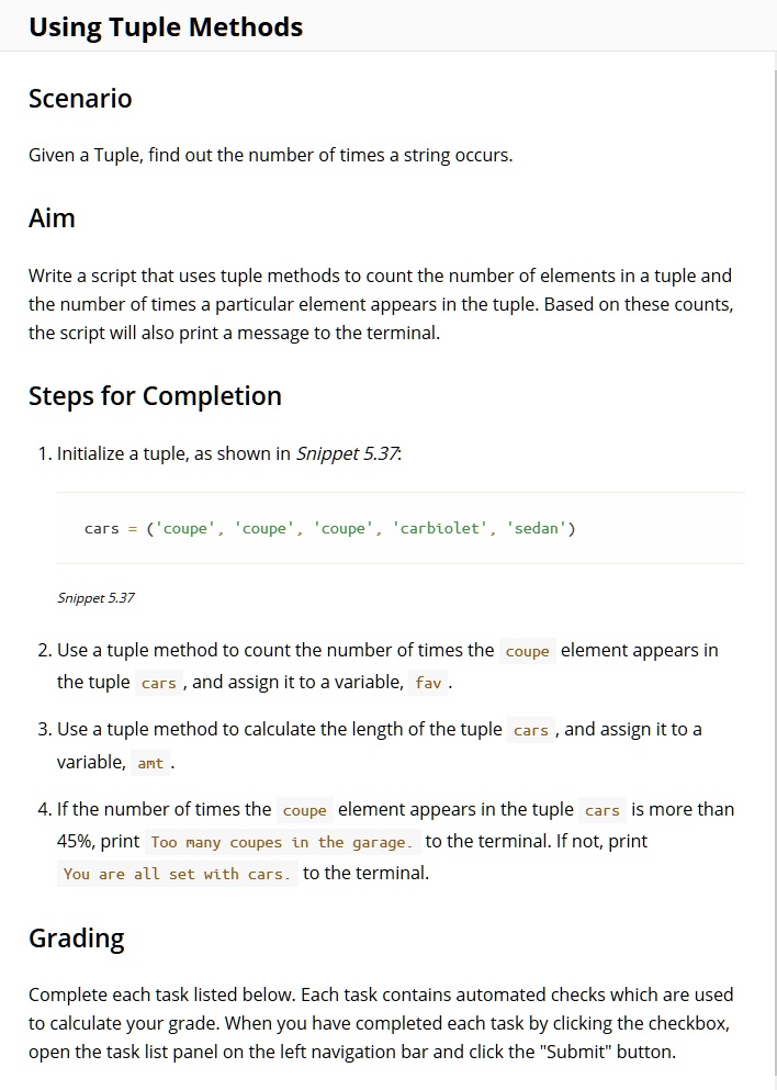 Solved Write A Script That Uses Tuple Methods To Count The Number Of Elements In A Tuple And