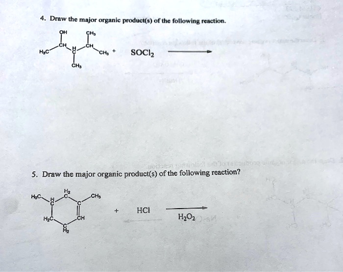 SOLVED: Draw the major organic product(s) of the following reaction: H2S CH3OH SOCl2 CH3Cl Draw ...