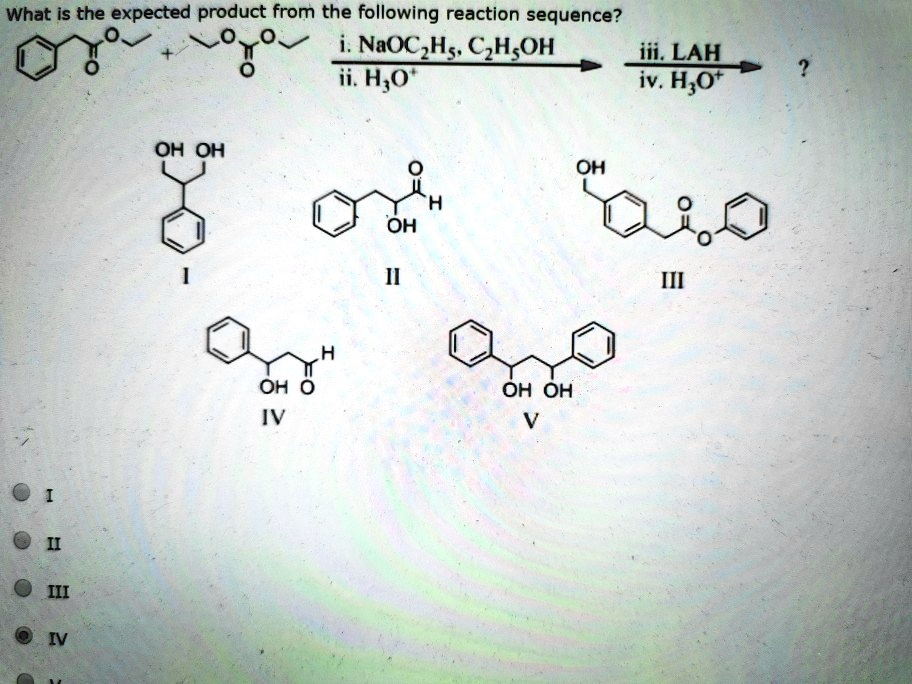 SOLVED: What is the expected product from the following reaction ...