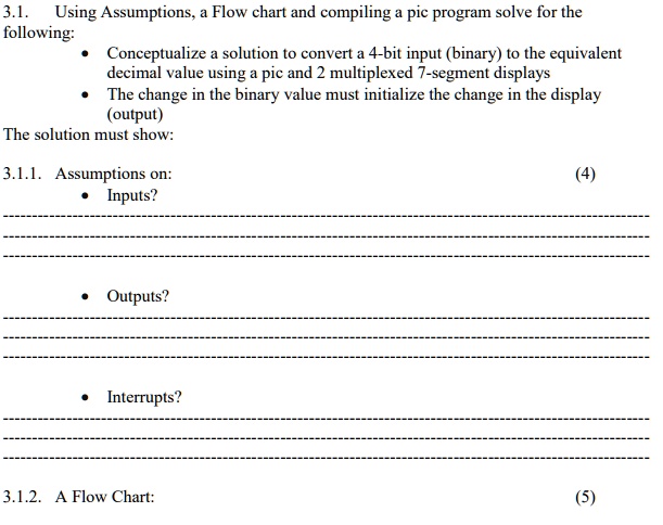 31 using assumptions a flow chart and compiling a pic program solve for the following ...