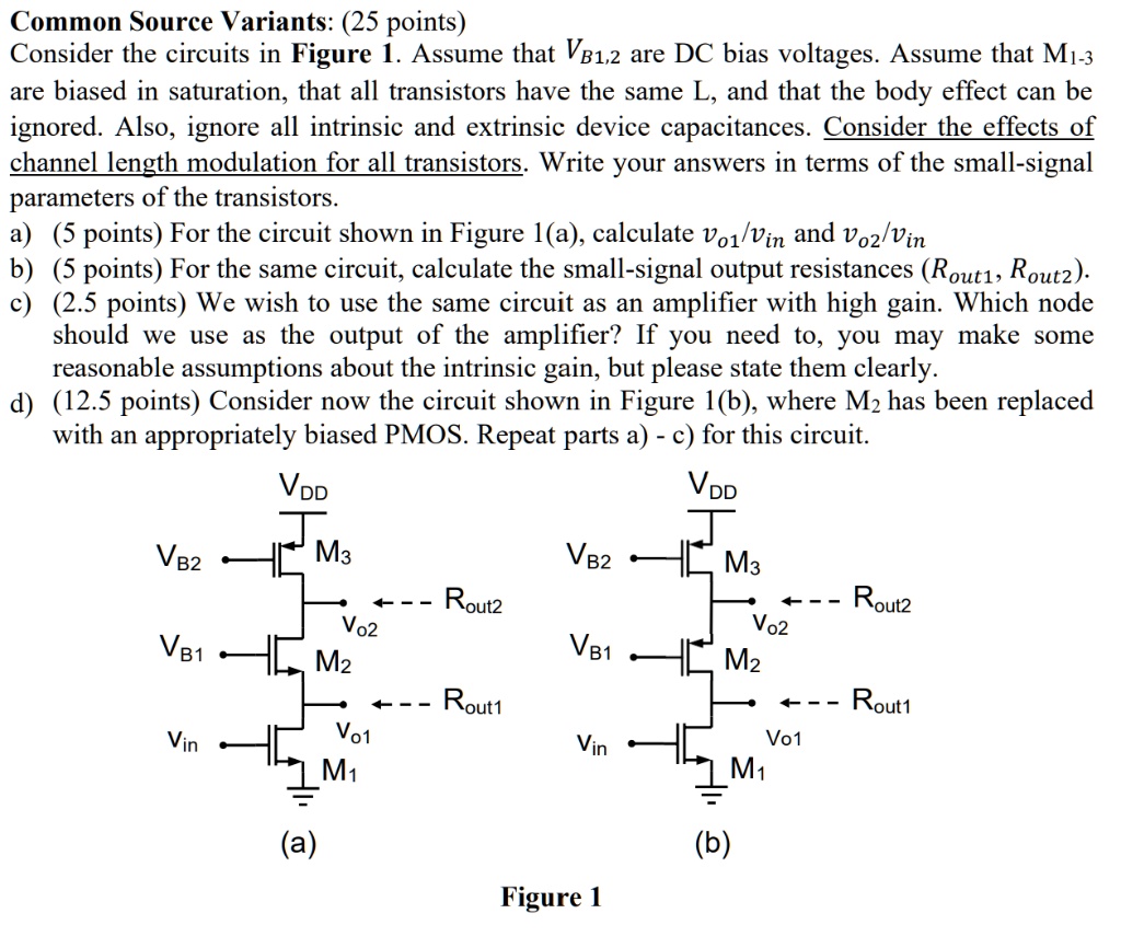 SOLVED: Text: Common Source Variants: (25 points) Consider the circuits ...