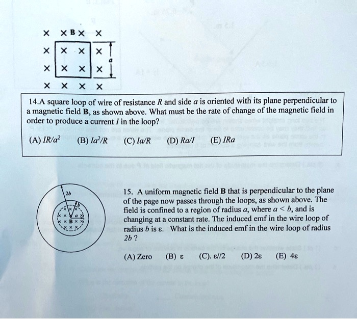 SOLVED: X *BX X X * X x* *ix X * * * 14.A square loop of wire of resistance R and side a is ...
