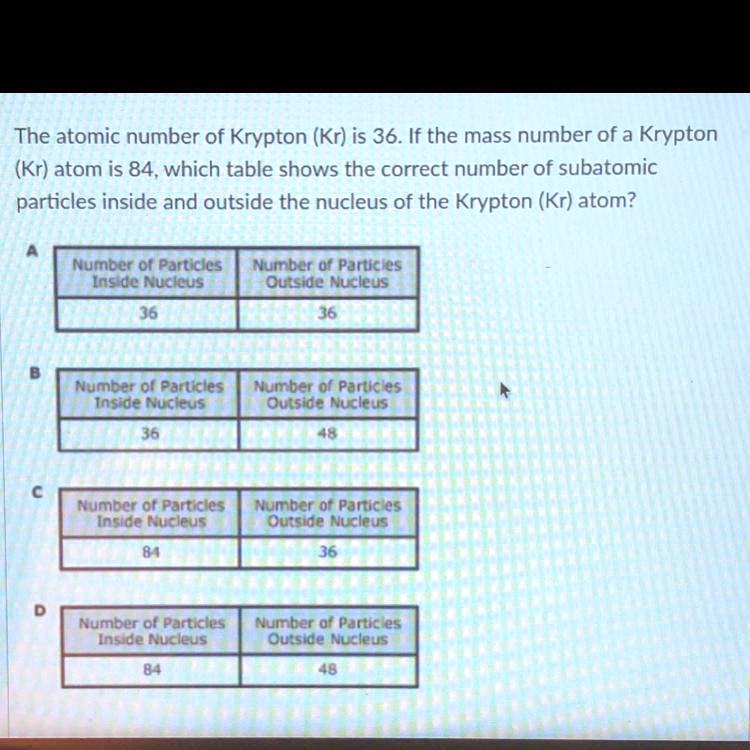 SOLVED: How do I solve this? The atomic number of Krypton (Kr) is 36 ...