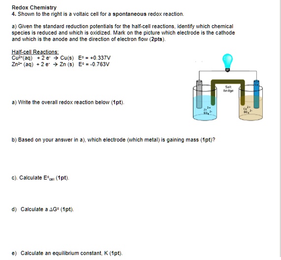 SOLVED: Redox Chemistry Shown the Right Voltaic Cell for Spontaneous ...