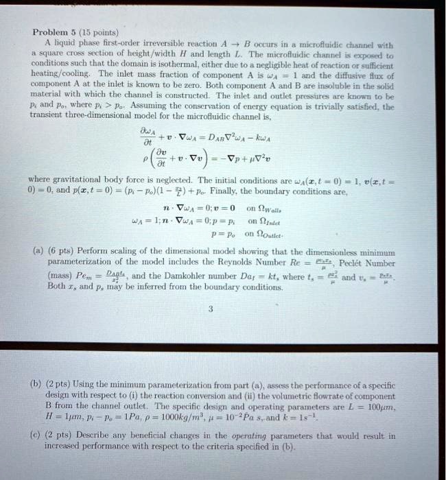 Solved Problem 5 15 Points A Liquid Phase First Order Irreversible