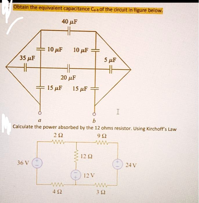 obtain the equivalent capacitance cbof the circuit in figure below 40 ...