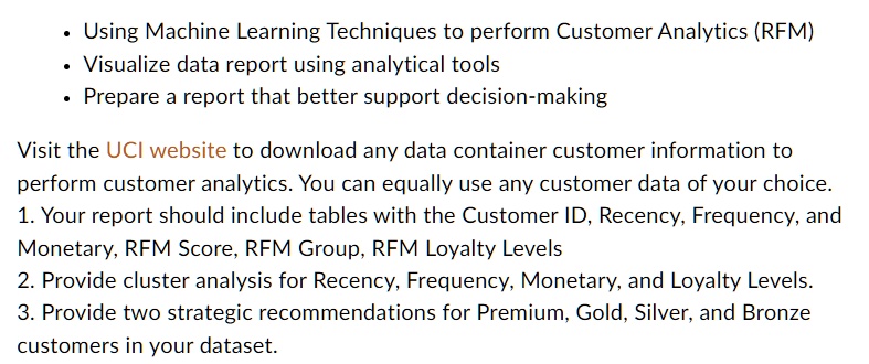 SOLVED: : Using Machine Learning Techniques to perform Customer Analytics (RFM) : Visualize data ...