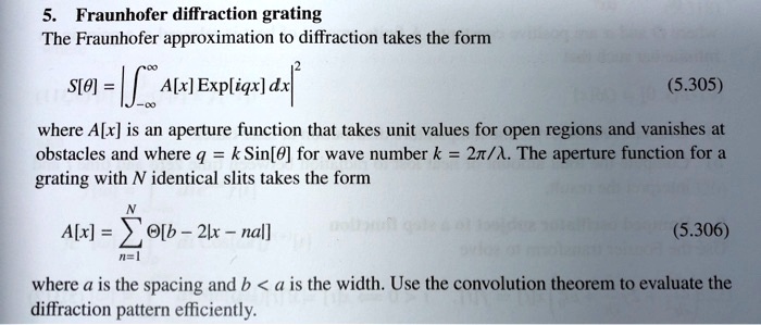 SOLVED: Fraunhofer diffraction grating The Fraunhofer approximation t0 ...