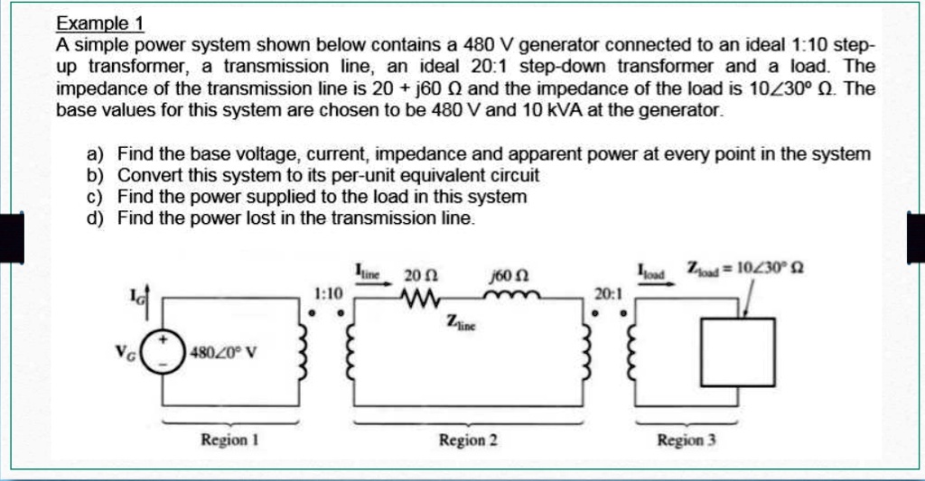 SOLVED: Example 1: A Simple Power System A simple power system shown below contains a 480 V ...