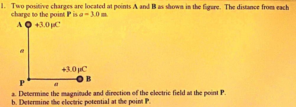 1. Two positive charges are located at points A and B as shown in the ...
