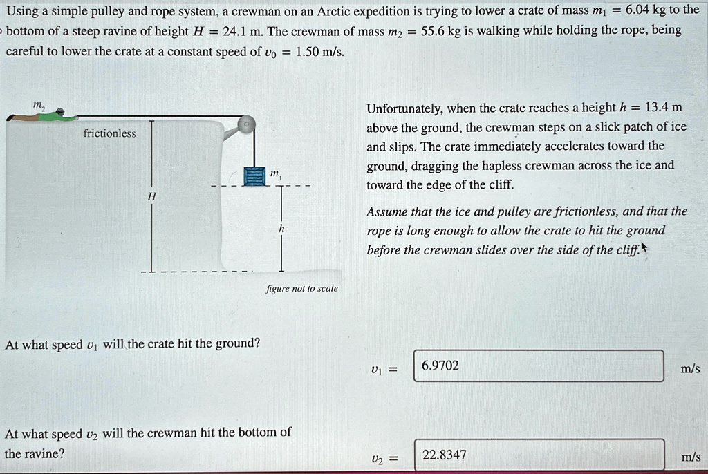 SOLVED: Using a simple pulley and rope system, a crewman on an Arctic ...
