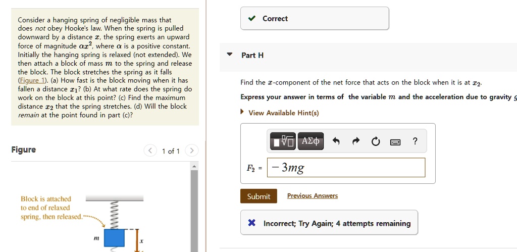 SOLVED: Consider a hanging spring of negligible mass that does not obey ...
