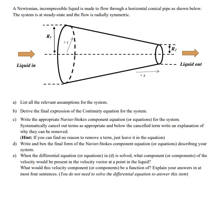 A Newtonian, incompressible liquid is made to flow through a horizontal ...