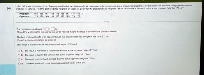 SOLVED: Texts: Listed below are the heights (in cm) of winning ...