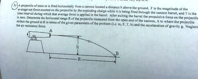 SOLVED: A projectile of mass m is fired horizontally from a cannon ...