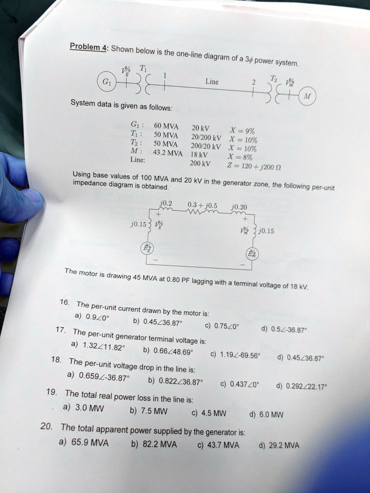 SOLVED: Problem 4: Shown below is the one-line diagram of a 3-phase system T Line 12. System ...