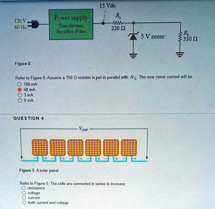 SOLVED: 15 Vdc Power supply Transformer | Rectifier Filter 120 V 60 Hz 220 V 5 V 5 V zener 30 Î ...