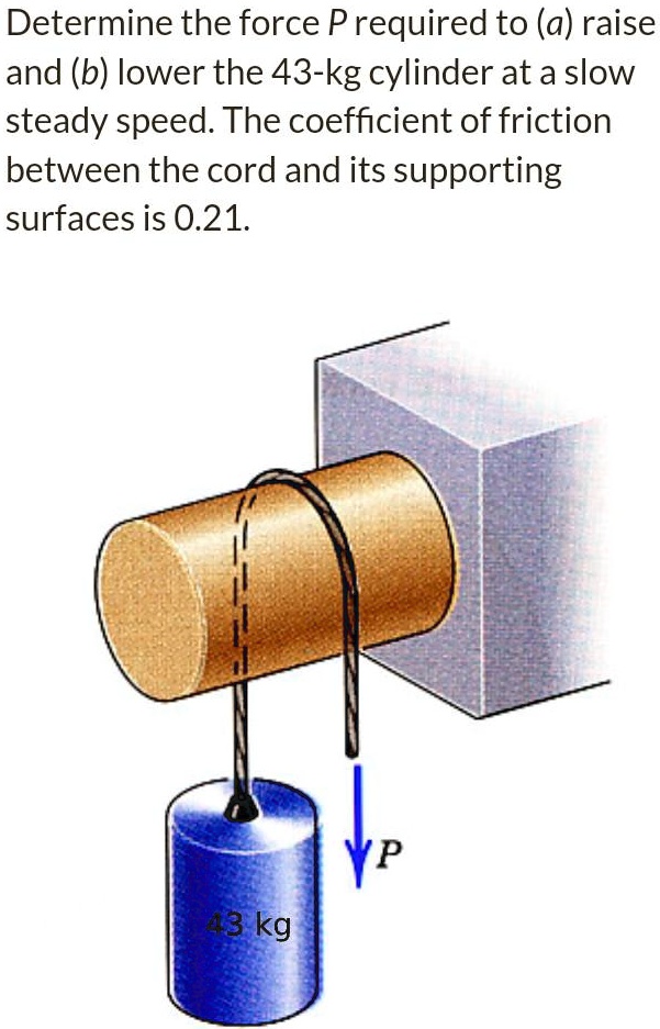 Determine the force P required to (a) raise and (b) lower...