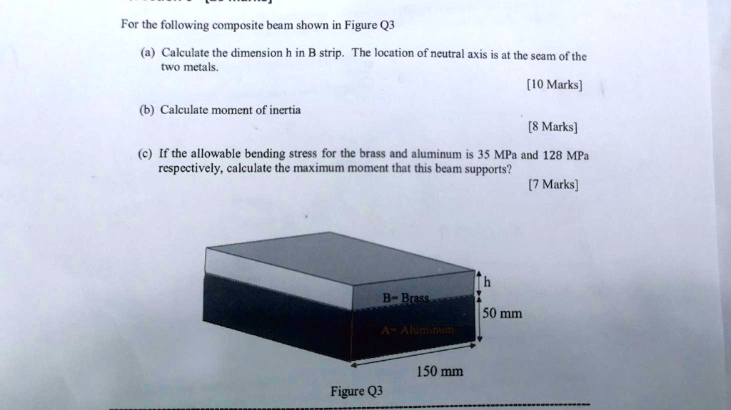 SOLVED: For the following composite beam shown in Figure Q3, calculate the dimension h in B ...