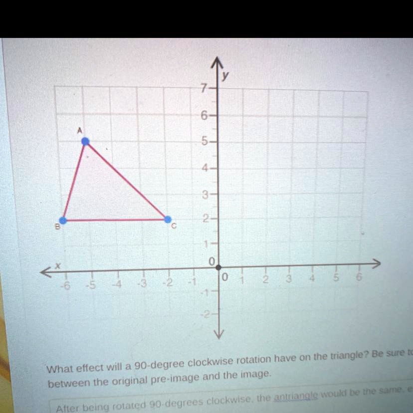 What effect will a 90-degree clockwise rotation have on the triangle ...
