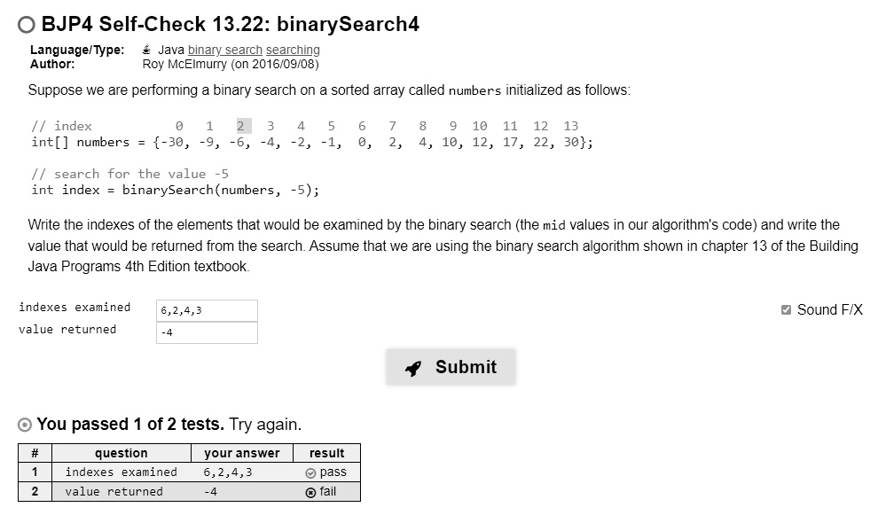 O Bjp4 Self Check 1322 Binarysearch4 Languagetype Java Binary Search Searching Author Roy