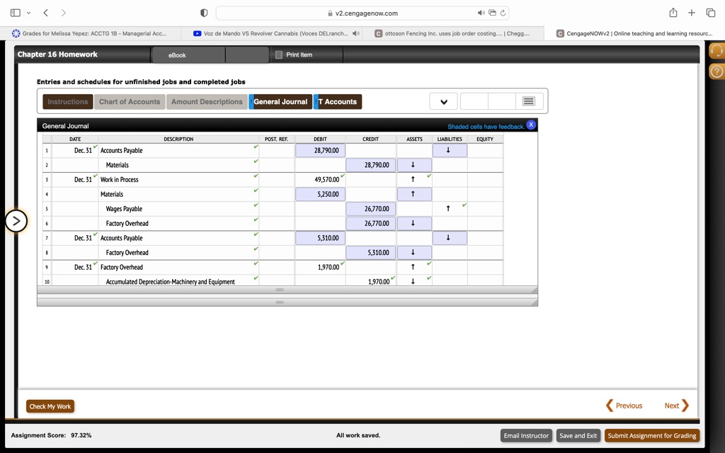 Get Answer Grades For Melissa Yepez Acctg 1b Managerial Acc 2