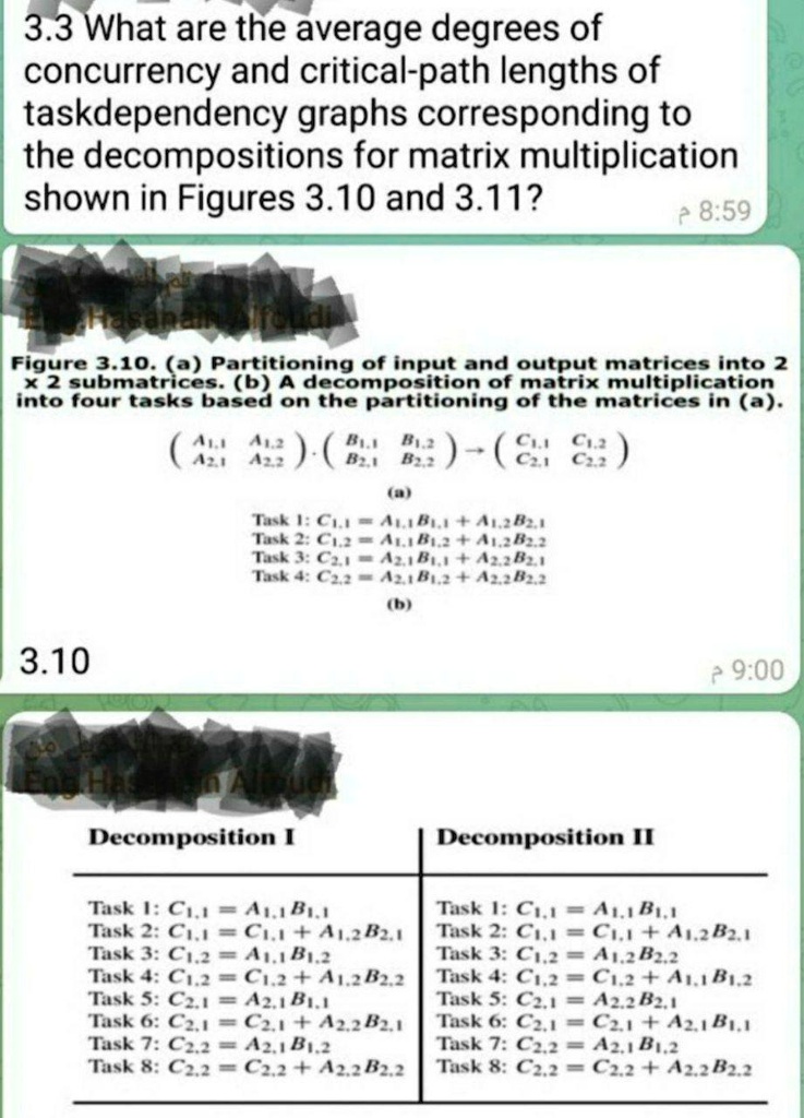 Solved 3 3 What Are The Average Degrees Of Concurrency And Critical Path Lengths Of