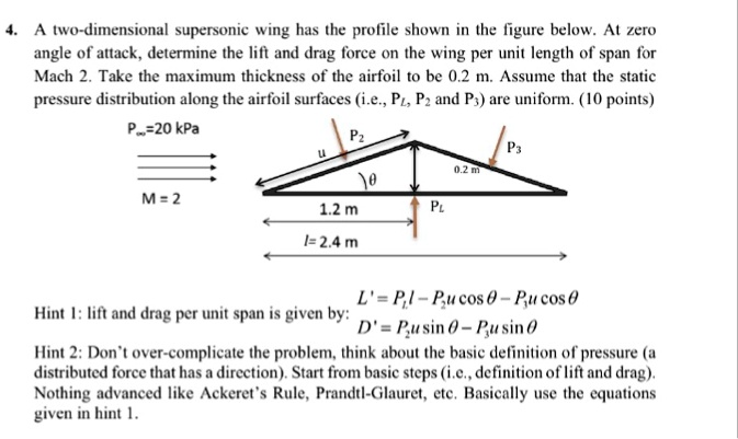 SOLVED: A two-dimensional supersonic wing has the profile shown in the ...