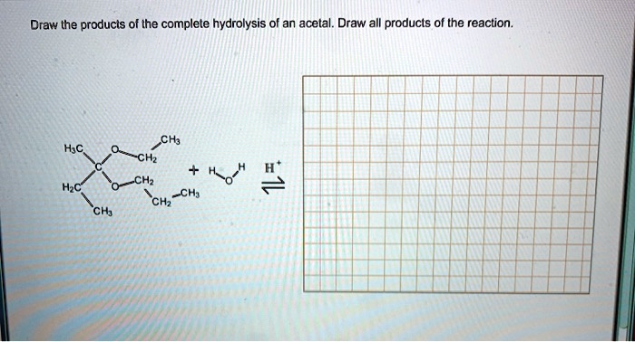 SOLVED: Draw the products of the complete hydrolysis of an acetal. Draw all products of the ...