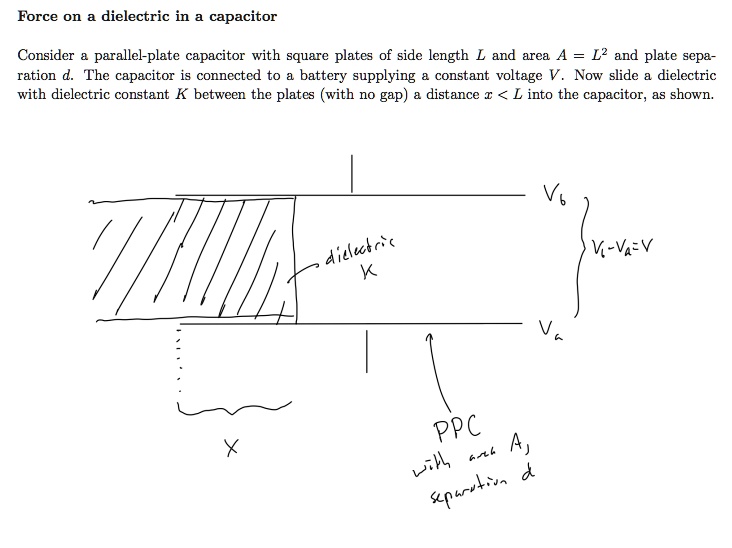 Force on dielectric in capacitor consider parallel plate...