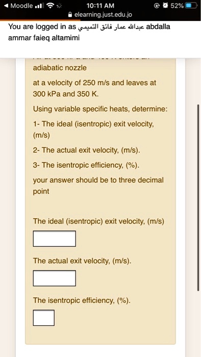 SOLVED: Moodle 10:11 AM 52% elearning.just.edu.jo You are logged in as LlgiL Abdalla Ammar Faieq ...