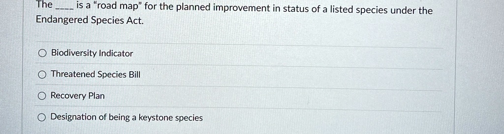 the is a road map for the planned improvement in status of a listed ...