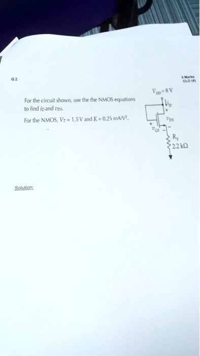 Vpo = SV For the circuit shown, use the NMOS equations to find ip and ...