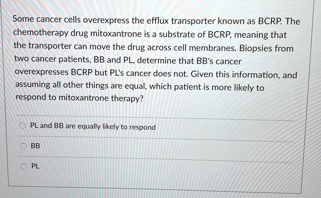 some cancer cells overexpress the efflux transporter known as bcrp the ...