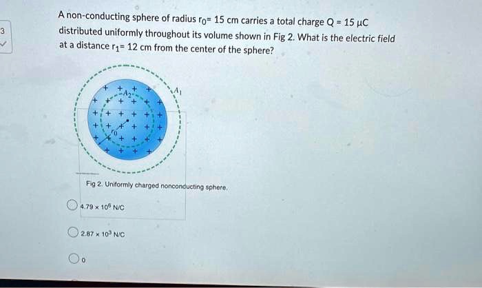 SOLVED: A non-conducting sphere of radius r0=15 cm carries a total charge Q=15 C distributed ...