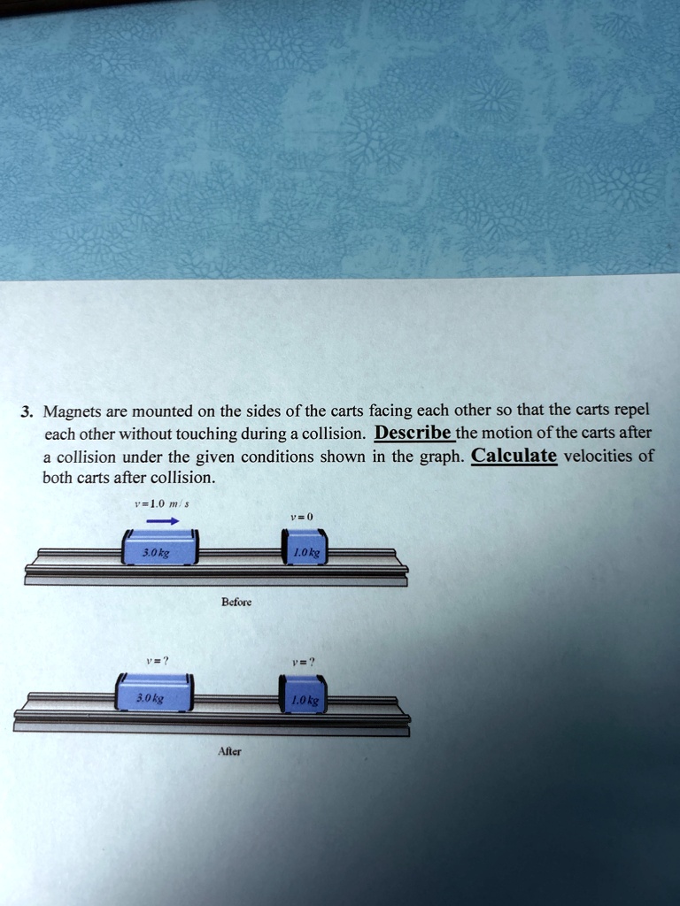 SOLVED: Magnets are mounted on the sides of the carts facing each other so that the carts repel ...